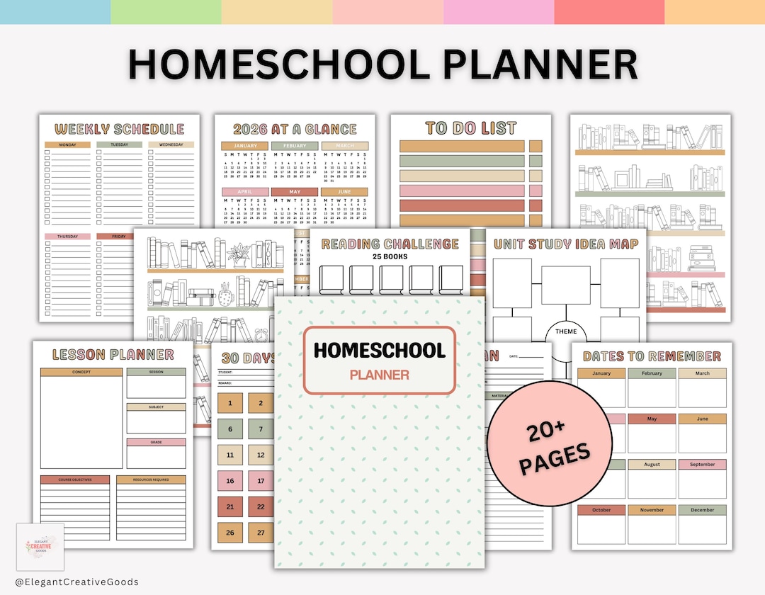 Editable Homeschool Planner 2025-2026, Kids Homeschool Organizer ...