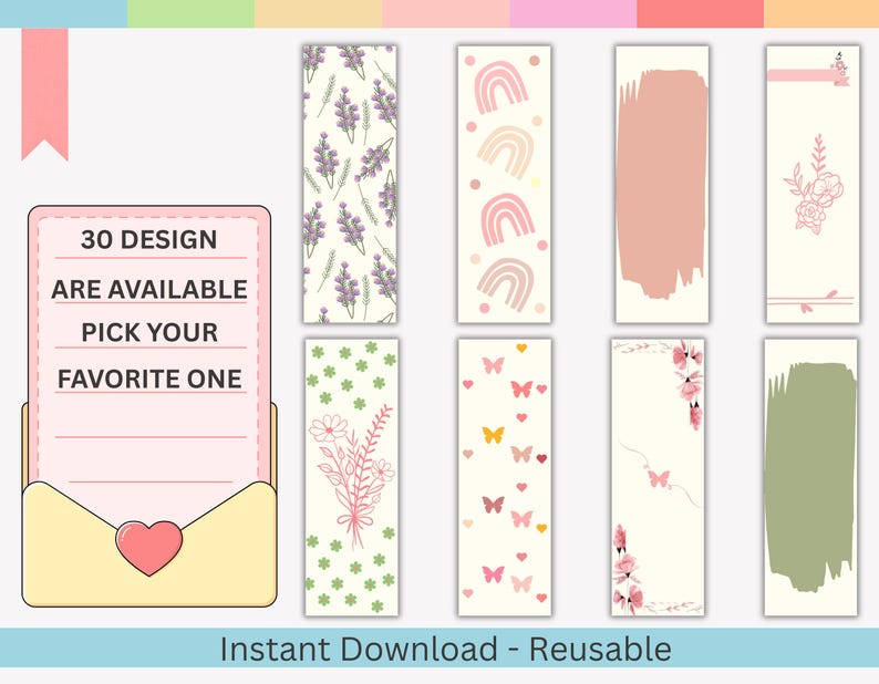 30 Bookmark DESIGNS Bundle, Bookmark PNG & PDF , Bookmark Quotes ...