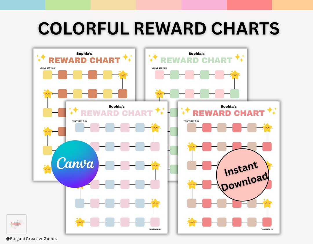 Reward Chart Printable for Kids, Kids Routine Chart, Sticker Chart ...