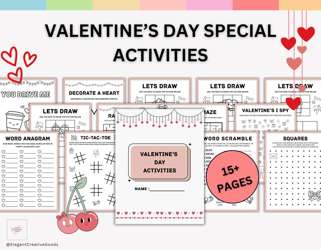 Valentines Day Printable Activity Bundle, Games & Maze Activities, Word ...