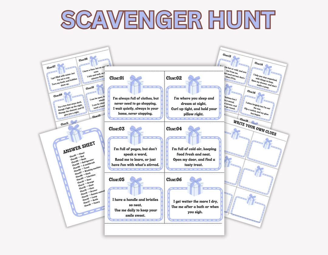 Adult Indoor and Outdoor Scavenger Hunt Game Printable, Scavenger ...