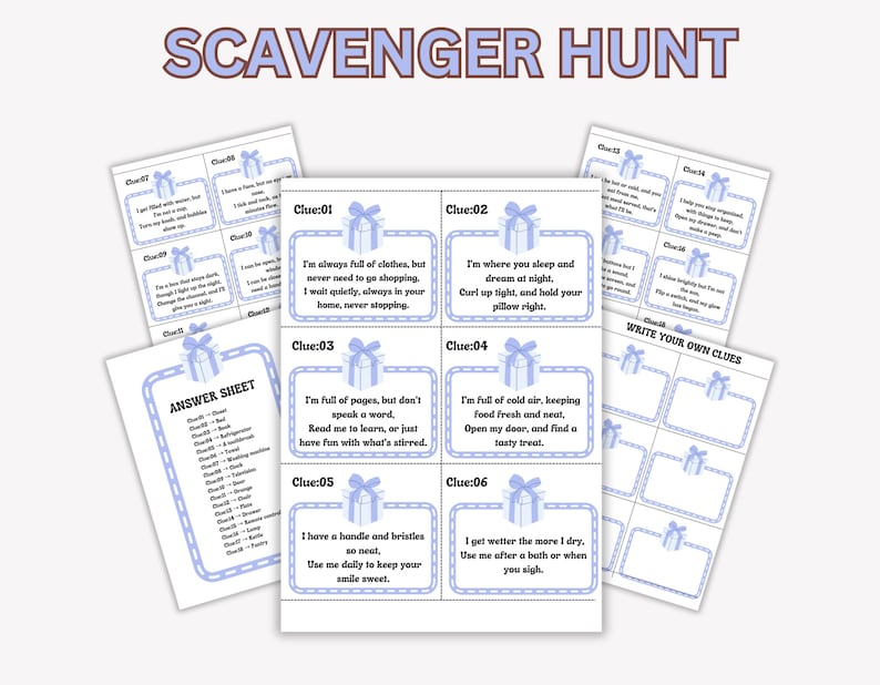 Adult Indoor and Outdoor Scavenger Hunt Game Printable, Scavenger ...