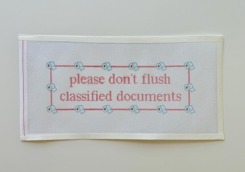 Please Don’t Flush Classified Documents Needlepoint Canvas - Etsy