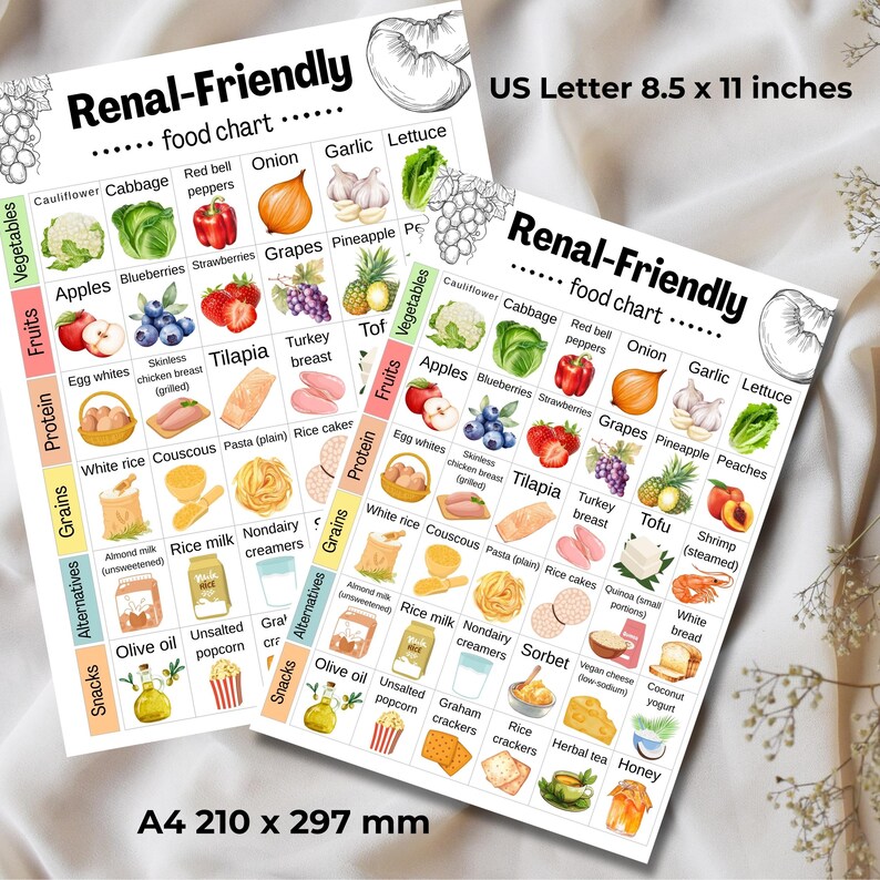 Renal-friendly Food Chart, Kidney Food List, Low Potassium & Low Sodium ...