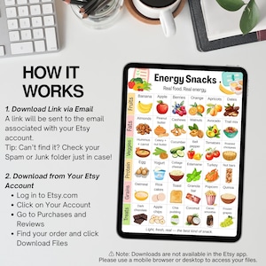 Energy Snacks Food Chart, Real Food Snack Ideas, Printable Snack List ...