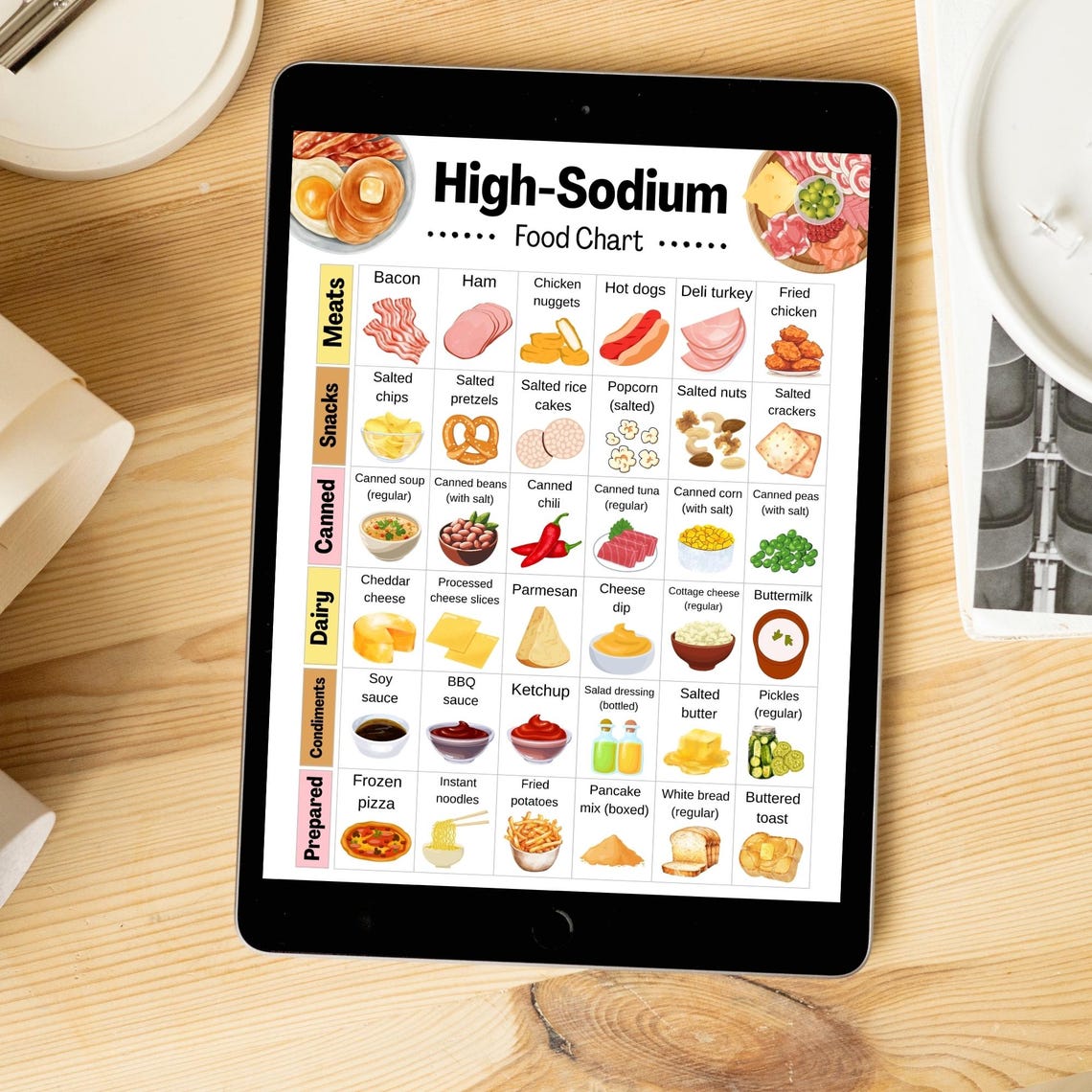 High Sodium Food Chart, Blood Pressure Food Chart, Sodium Rich Food ...