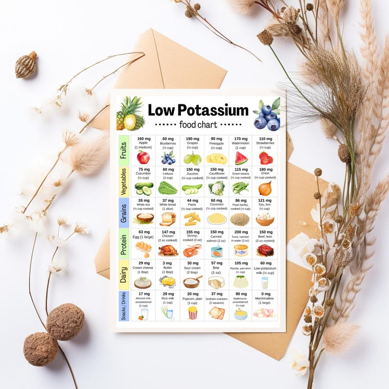 Low Potassium Food Chart, Kidney-friendly Foods List, Dialysis Grocery ...