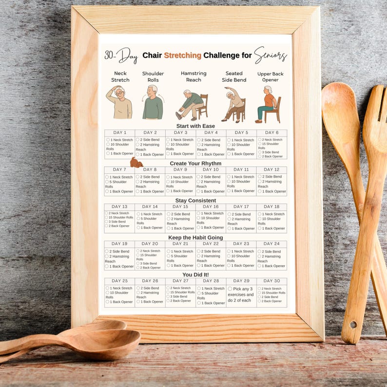 Chair Stretching Challenge for Seniors, 30 Day Low Impact Seated ...