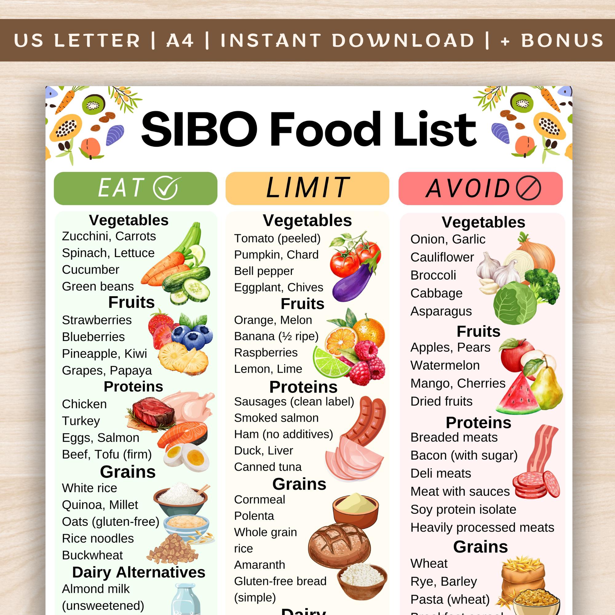 SIBO Food List, Low FODMAP Grocery List, Sibo Diet Grocery List, Sibo ...