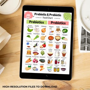 Prebiotic and Probiotic Food Chart, Gut Microbiome Food List, Fermented ...