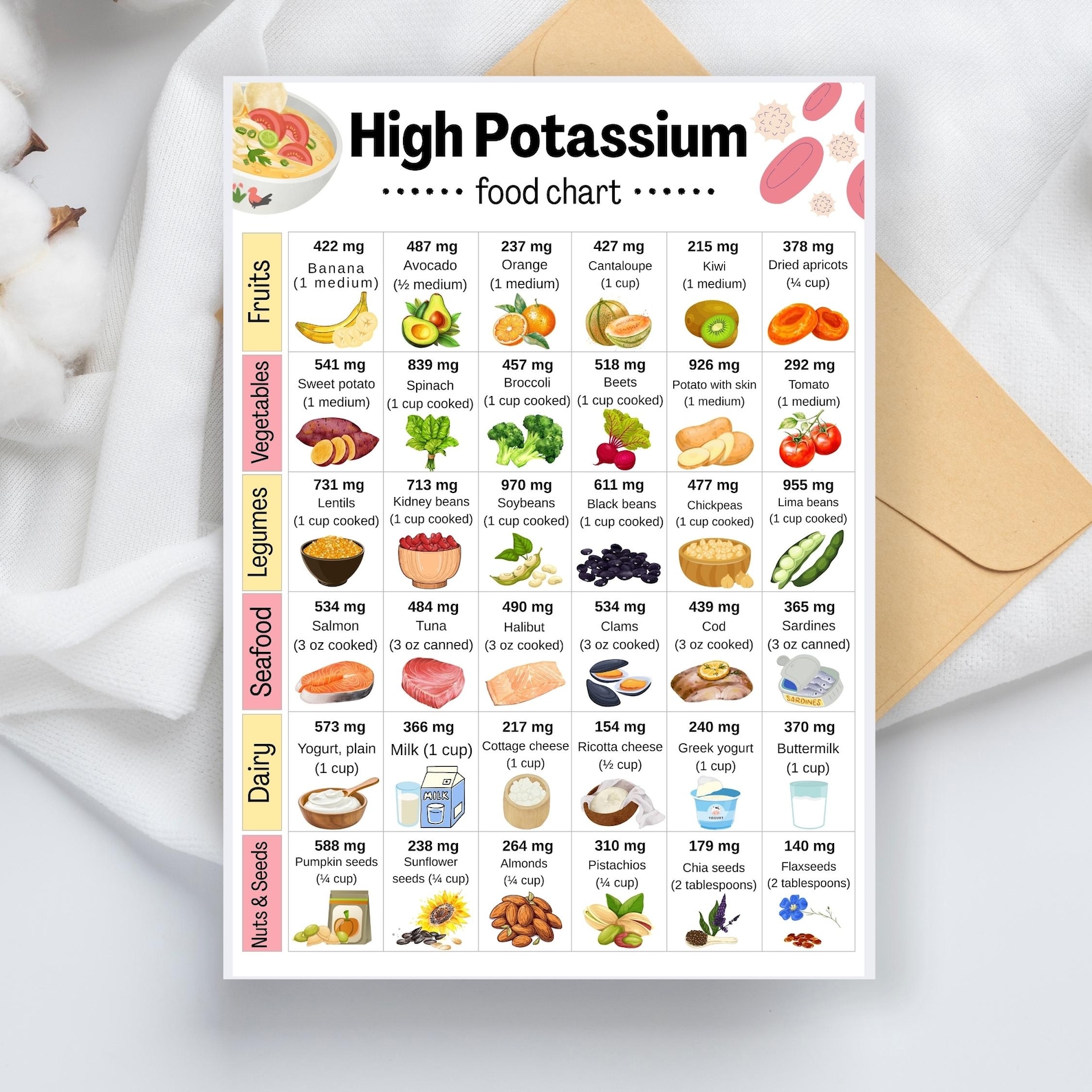 High Potassium Food Chart, Potassium-rich Foods List, Muscle Food Chart ...