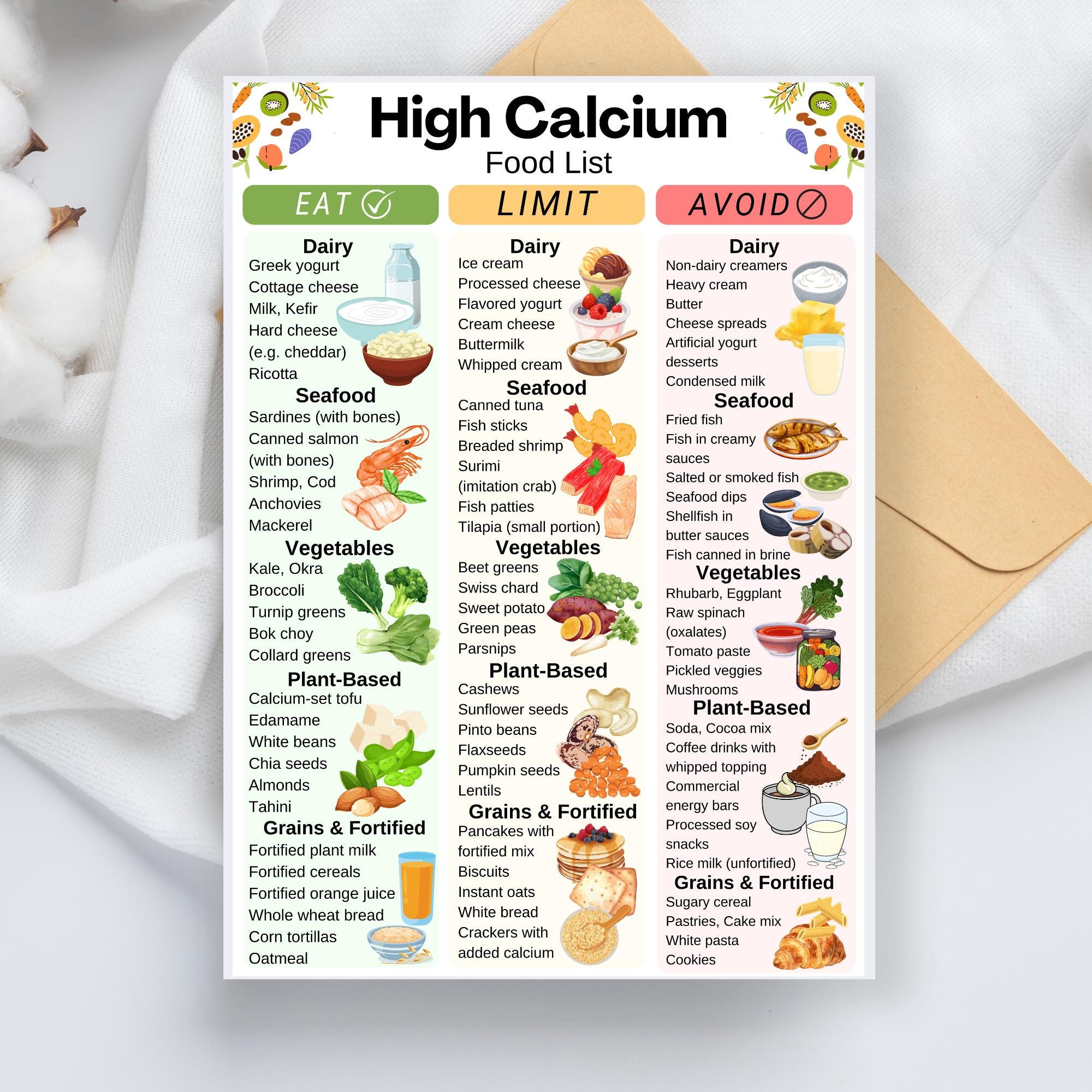 High Calcium Food List, Calcium-rich Grocery List, Osteoporosis Food ...