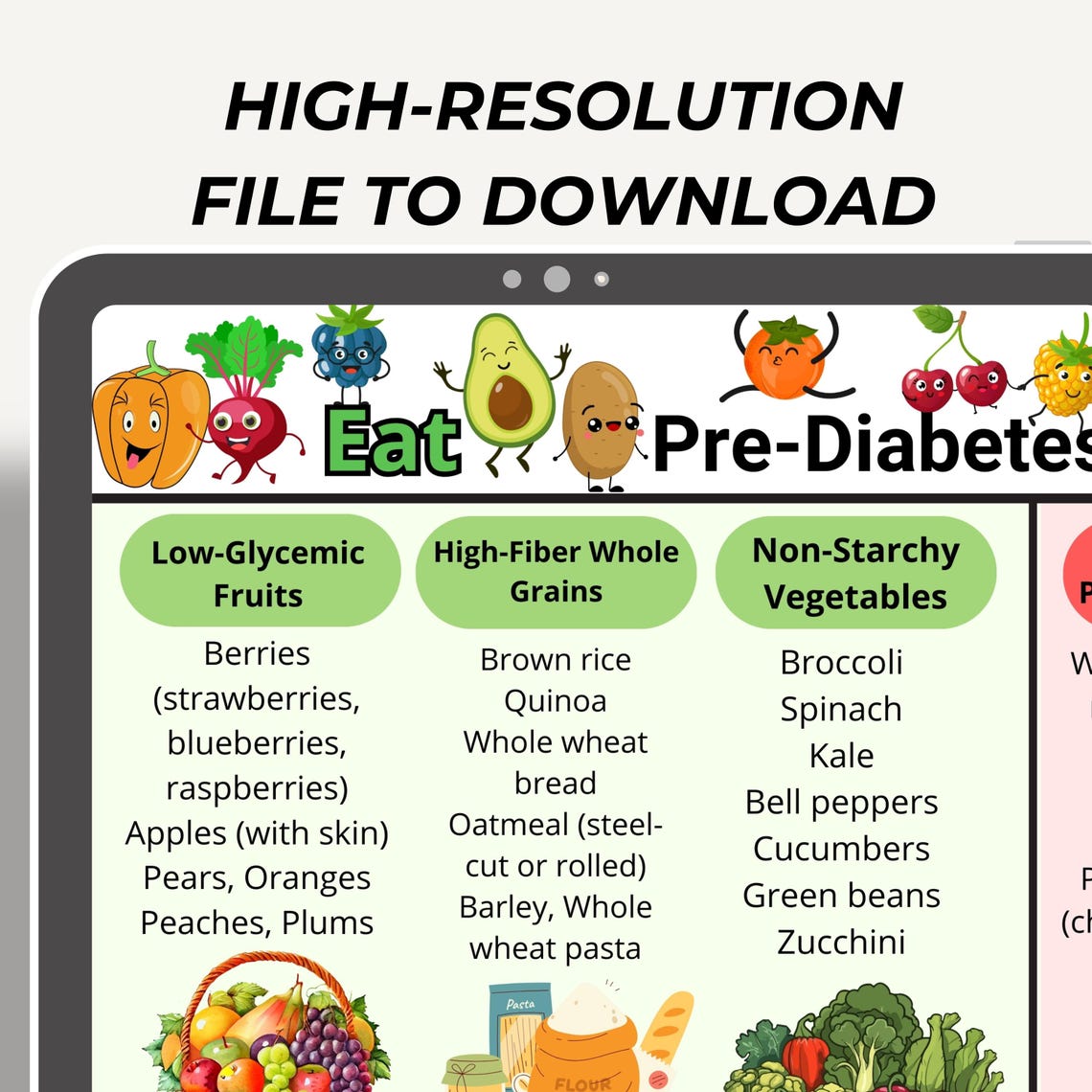 Pre Diabetes Food List, Pre Diabetic Food Chart, Pre Diabetic Grocery ...