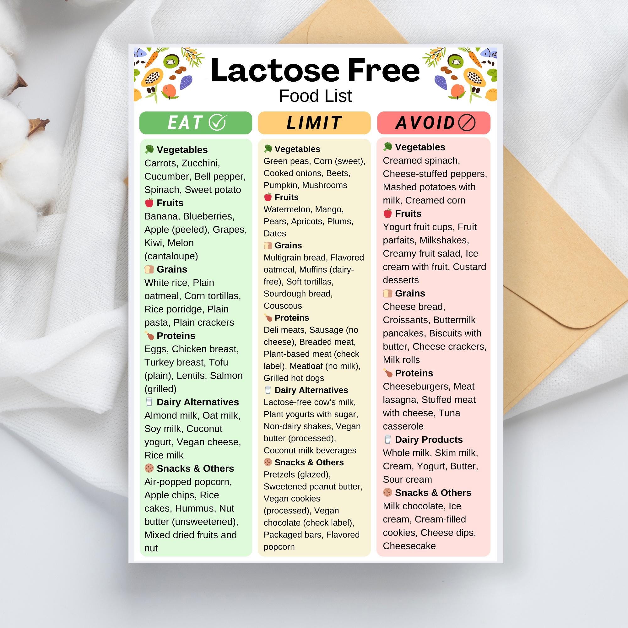 Lactose Free Food List, Lactose Free Grocery List, Dairy-free Food ...