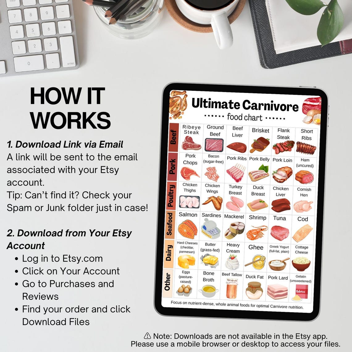 Carnivore Diet Food Chart, Zero Carb Food List, Keto Carnivore Grocery ...