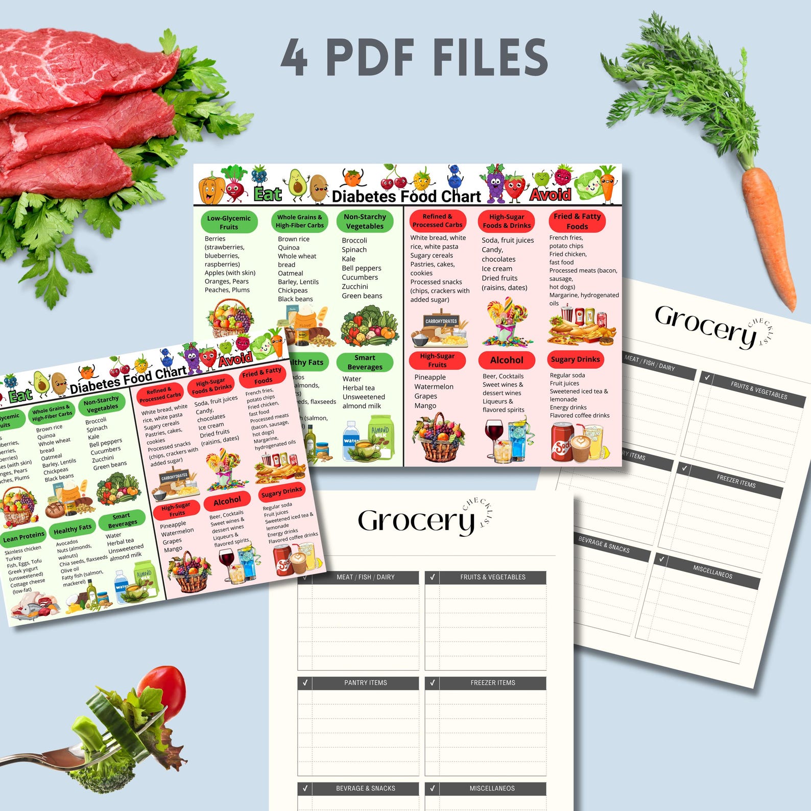 Diabetes Food List, Diabetic Food Chart, Diabetic Food Guide, Pre ...