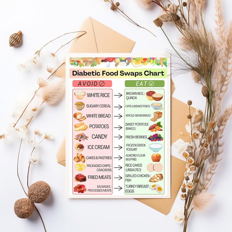 Diabetic Food Swaps Chart, Low Sugar Food List, Diabetic Grocery List ...