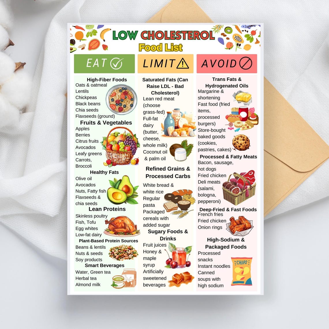 Low Cholesterol Food List, Cholesterol Diet Food Chart, Cholesterol ...