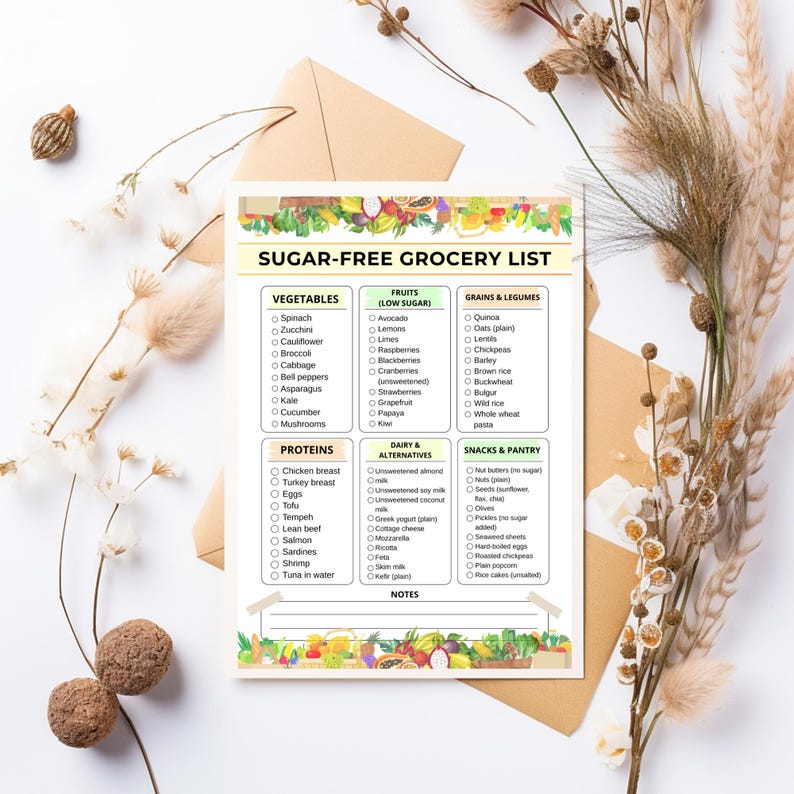 Sugar Free Grocery List, Low Sugar Food Chart, No Sugar Food List ...