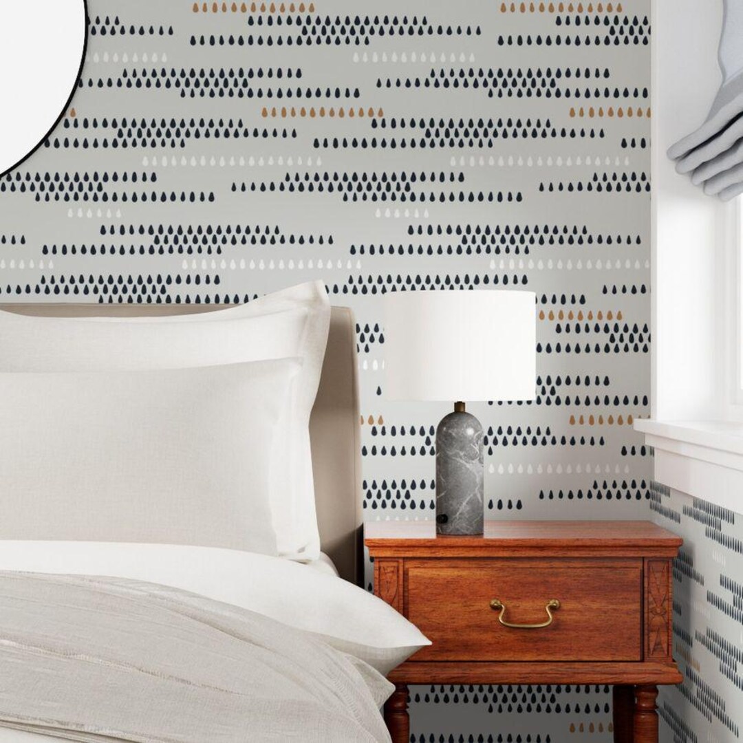Gray Raindrop Geometric Wallpaper, Peel and Stick or Pre-pasted ...