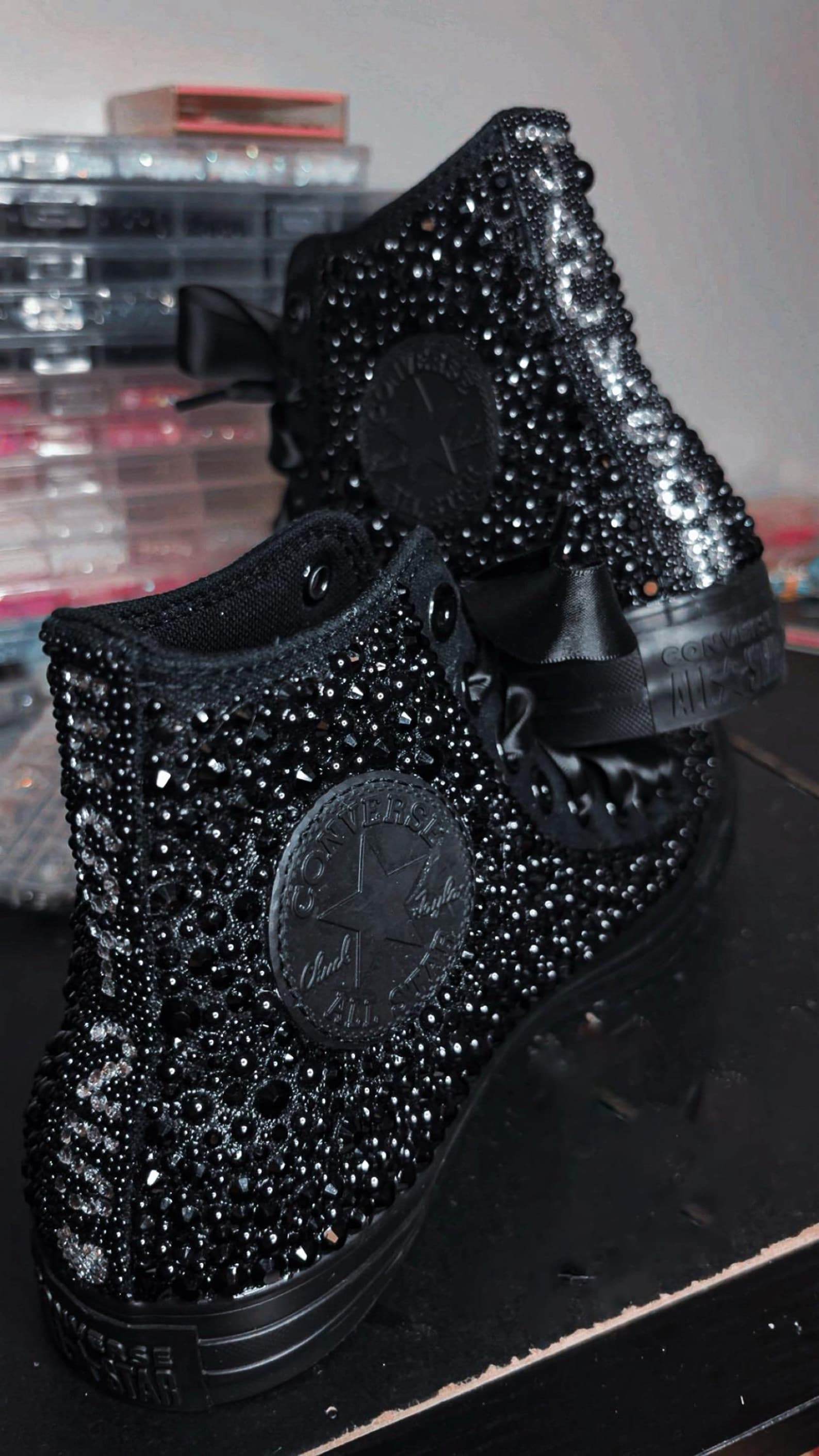 Rhinestone & Pearl Converse - Etsy