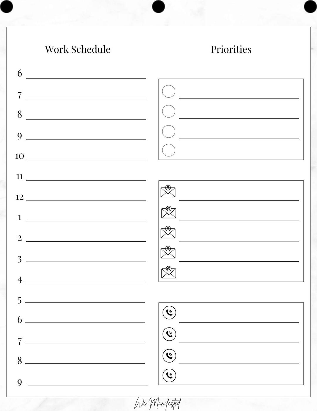 Printable Desk Weekly Schedule, Notes, To-do, Email, and Calls - Etsy