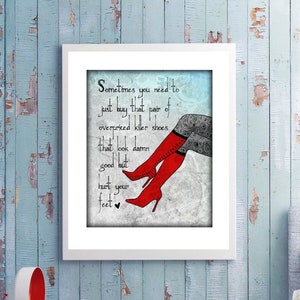 Red Boots, Shoe Lover, Boot Lover, Print About Shoes, Art About Shoes ...