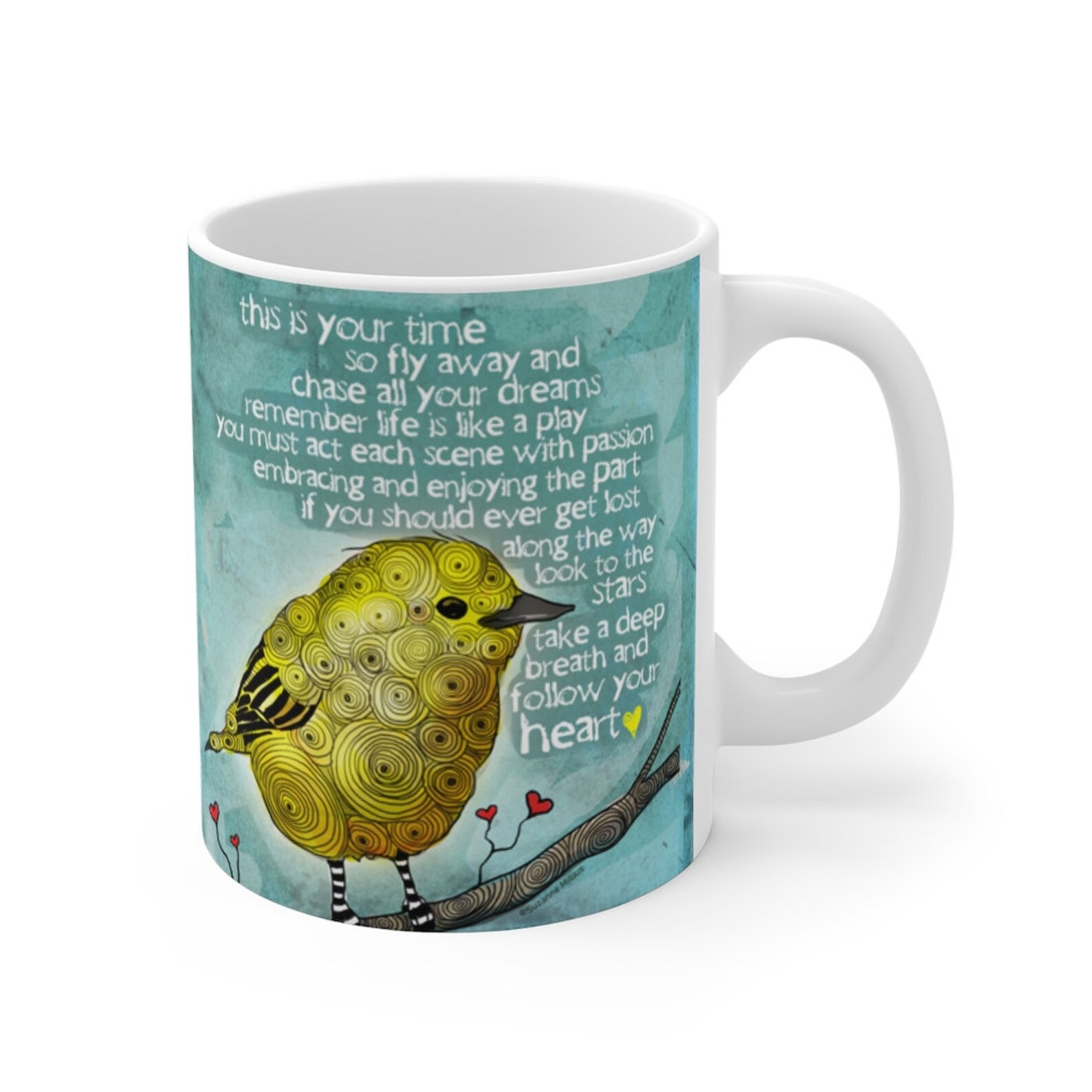 Yellow Bird Coffee Mug, Yellow Bird Coffee Cup, Fly Away Chase Your ...