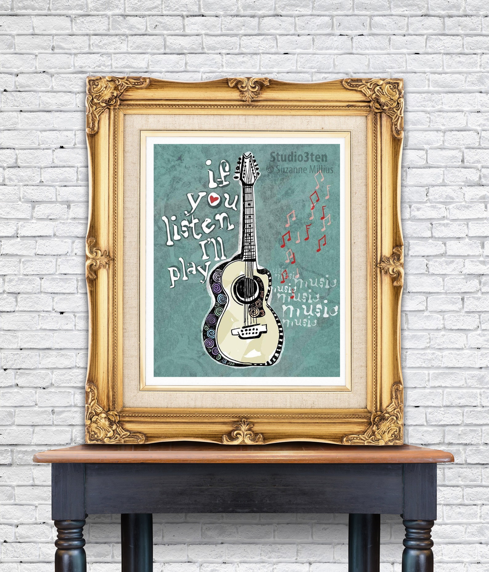 Guitar Print, Guitar Artwork, Print With Guitar, Guitar Poem, Gift for ...
