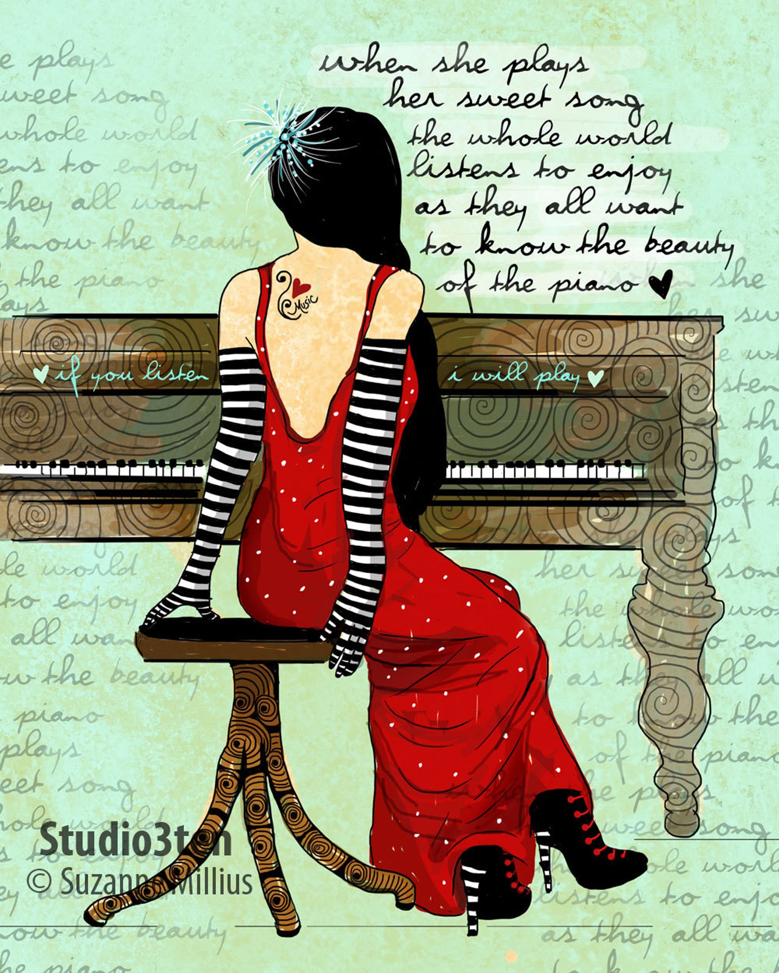 Piano Print Piano Art Art With Piano Gift for Piano Player - Etsy