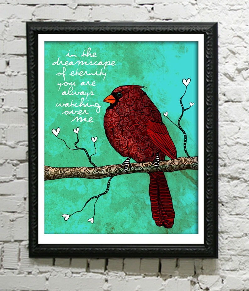 Dreamscape / Cardinal / Original Illustration ART Print SIGNED / 8 X 10 ...