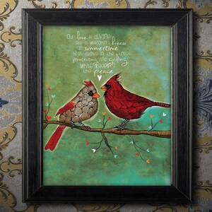 Cardinal Art, Print With Cardinals, Cardinals in Love, Male and Female ...