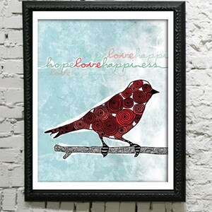 My Good Luck Charm / Red Stylized Cardinal / Original Illustration ART ...