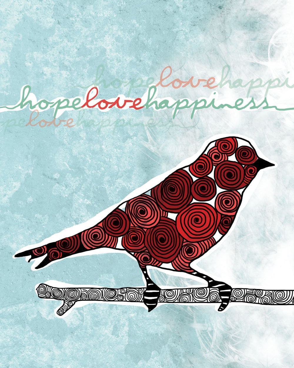 My Good Luck Charm / Red Stylized Cardinal / Original - Etsy