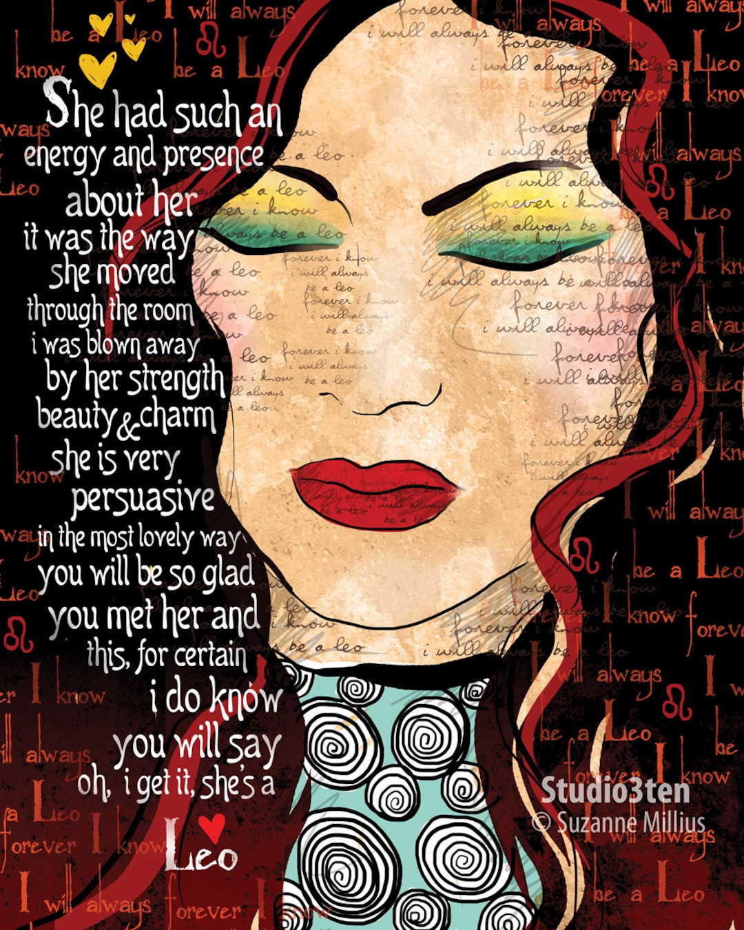 Leo Art Print CUSTOMIZABLE Astrology August Birthday July Birthday Red ...