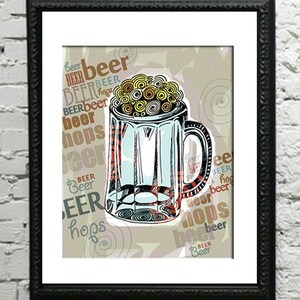 Beer Print, Hops Print, Beer Lover, Gift for Beer Lover, Beer Art, Art ...
