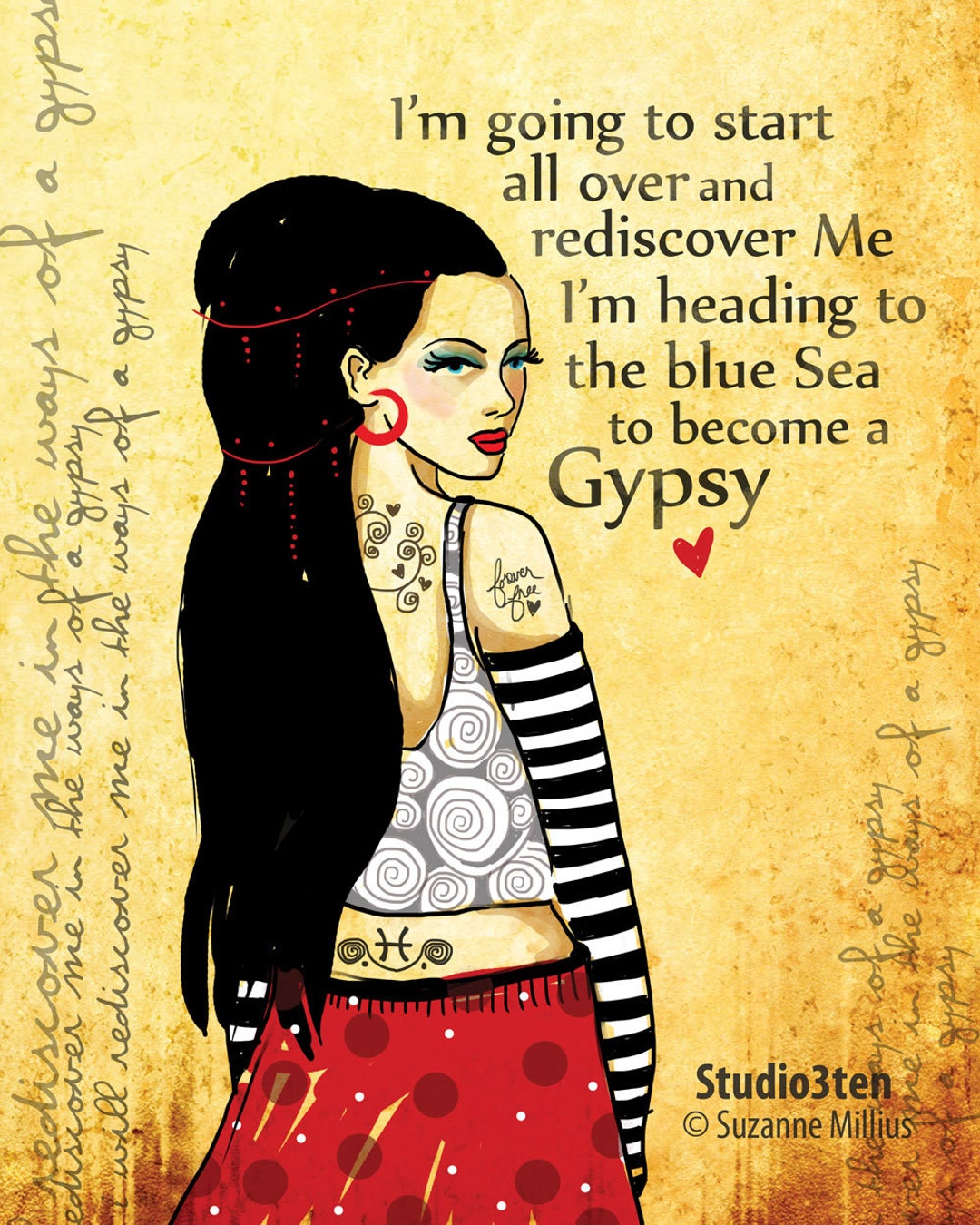 Gypsy Art Print Original Illustration ART Print Hand SIGNED Size 8 X 10 ...