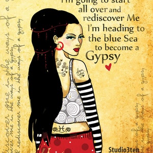 Gypsy Art Print Original Illustration ART Print Hand SIGNED Size 8 X 10 ...