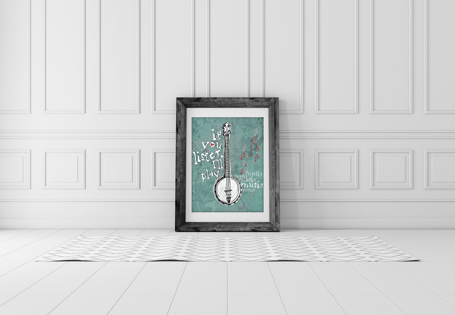 Banjo print banjo art print with banjo original banjo art | Etsy