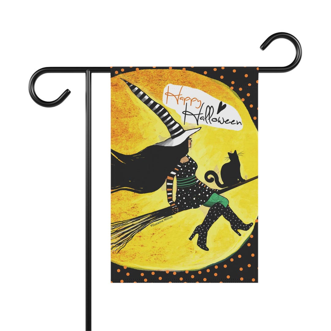 Witch Garden Flag, Witch Flag, Witch Art, Halloween Flag, Witch on ...