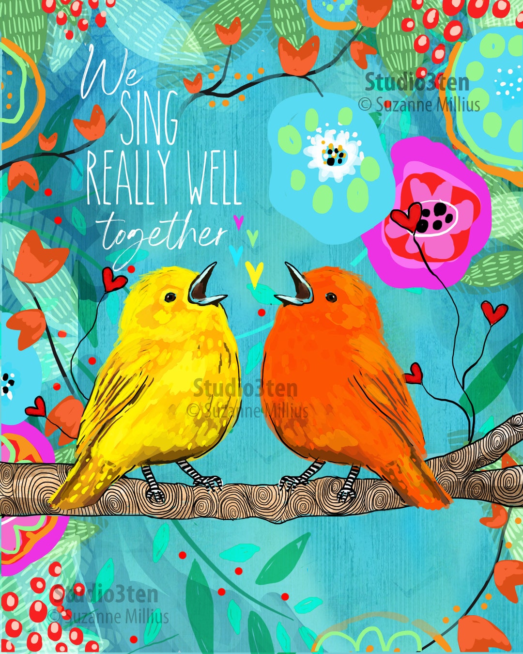 We Sing Well Together, Orange Bird, Happy Birds, True Love, Happy Print ...