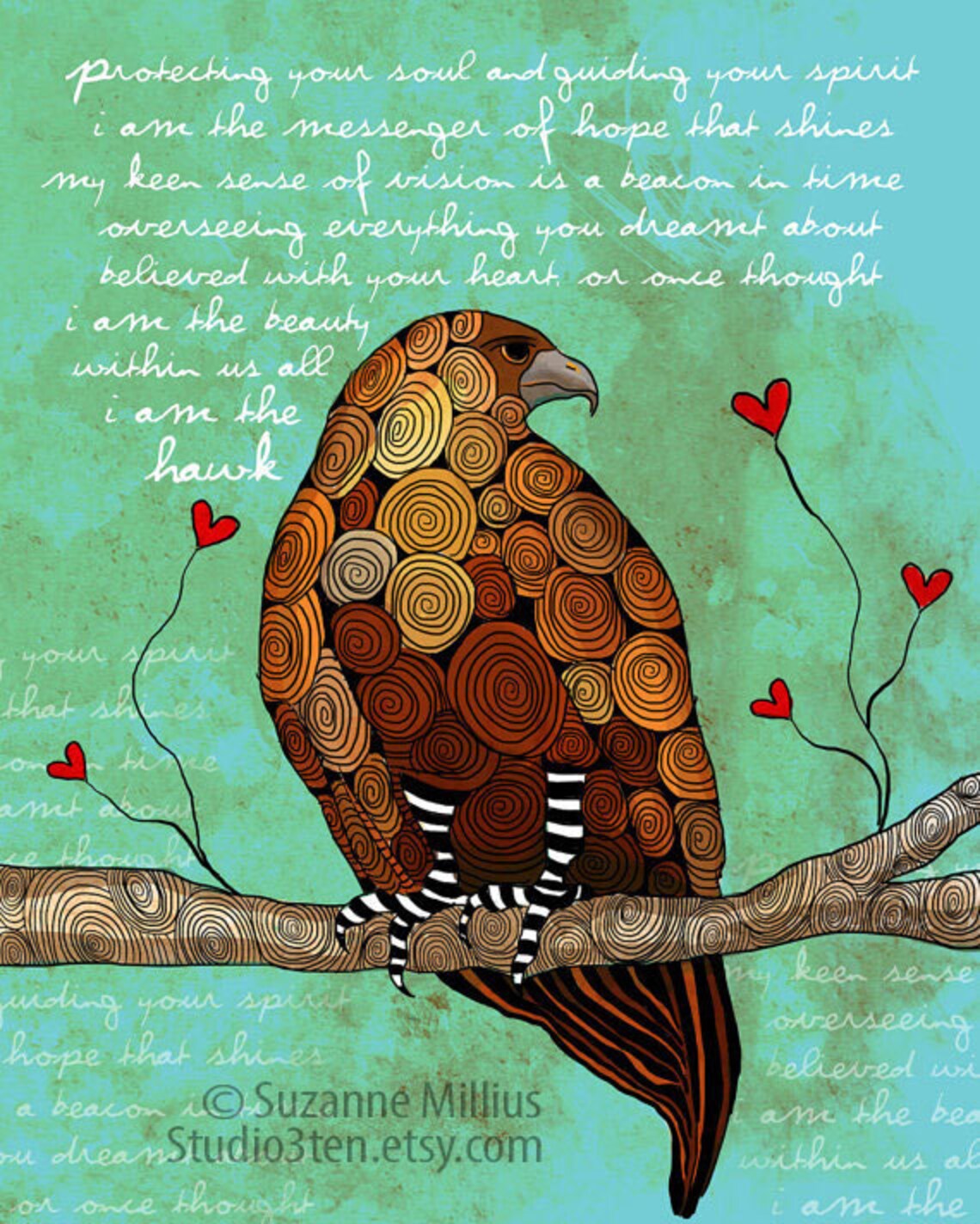 Bird Illustration Nursery Print Wildlife Art Hawk Art Hawk - Etsy