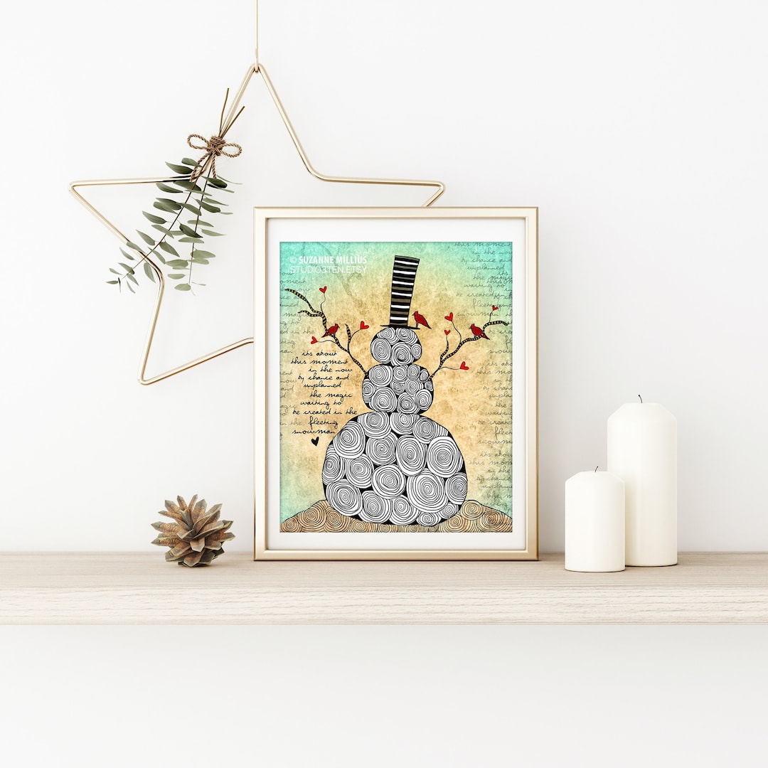Snowman Print, Snowman Art, Snowman Decor, Christmas Print, Christmas ...