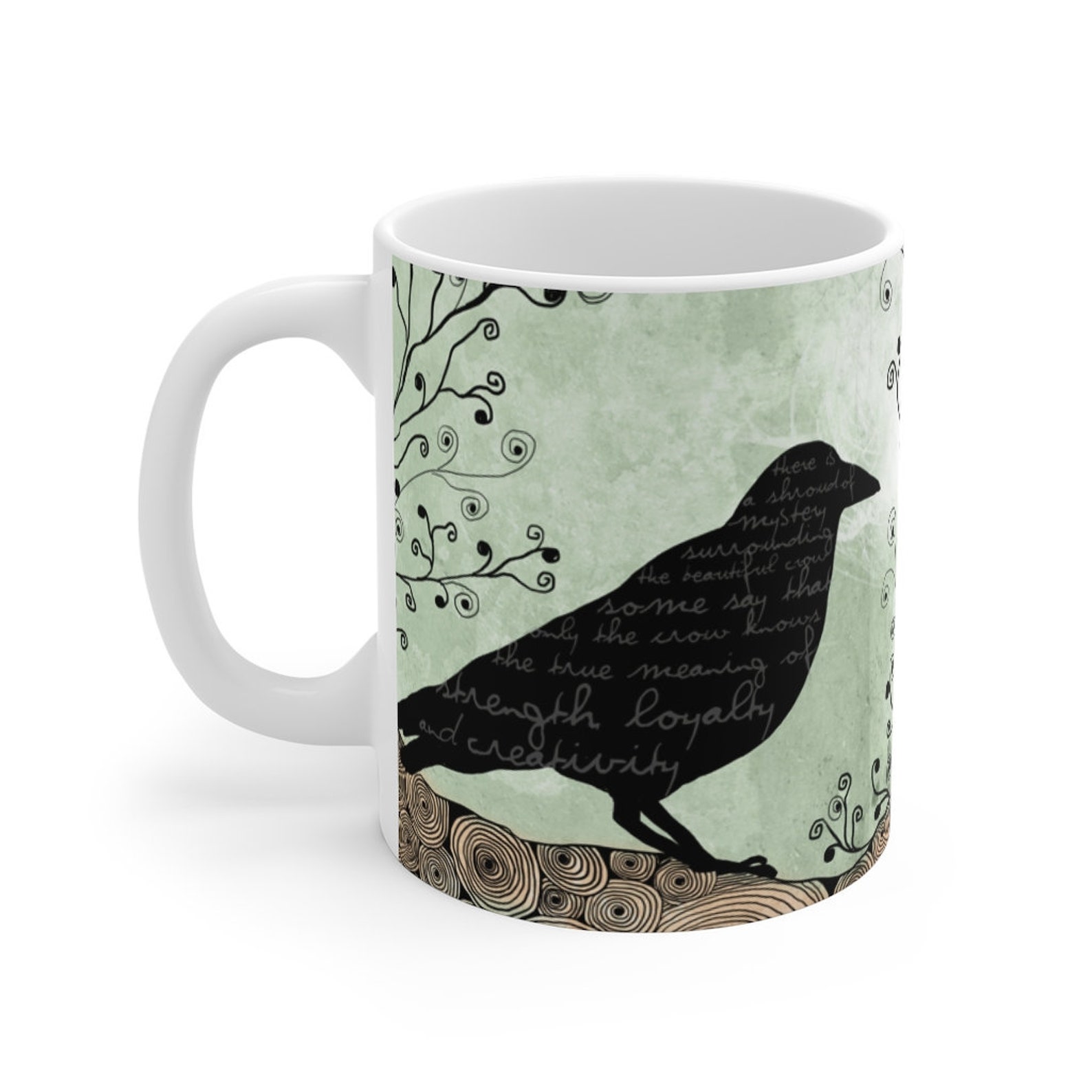 Crow Coffee Mug Crow Art Crow Lover Crow Symbolism Crow | Etsy