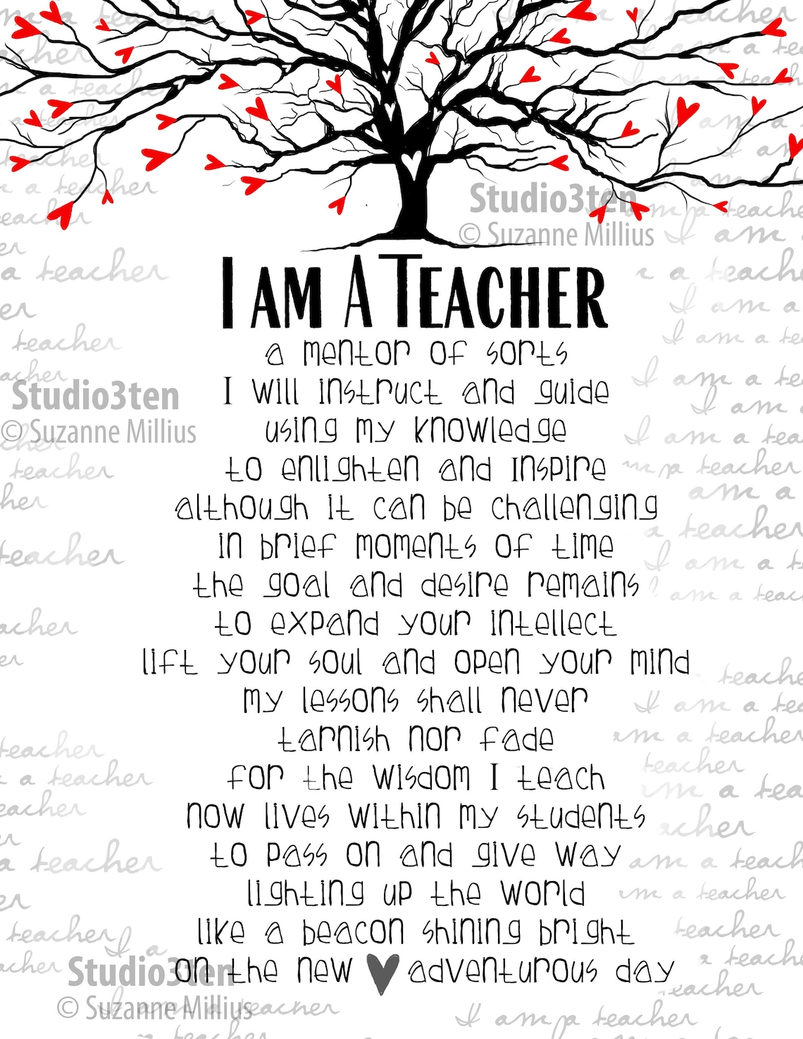 I Am A Teacher Poem Teacher poem gift for teacher Teacher | Etsy