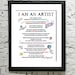 I Am an Artist, Artist Mantra, Poem About Artists, Gift for Artist ...