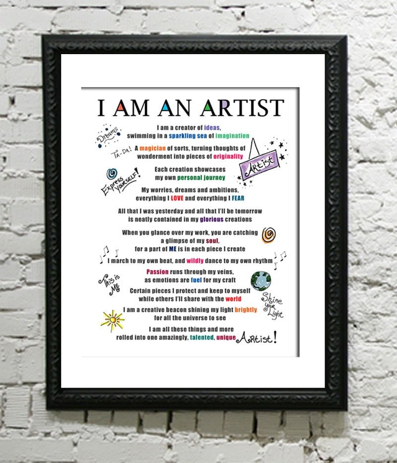 I Am an Artist, Artist Mantra, Poem About Artists, Gift for Artist ...