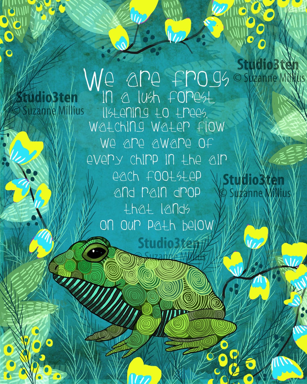 Frog, Frog Lover, Frog Art, Toad Art, Frog Poem, Gift for Frog Lover ...