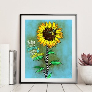 Sunflower and Bee, Sunflower Art, Print With Sunflowers, Yellow Print ...