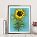 Sunflower and Bee, Sunflower Art, Print With Sunflowers, Yellow Print ...
